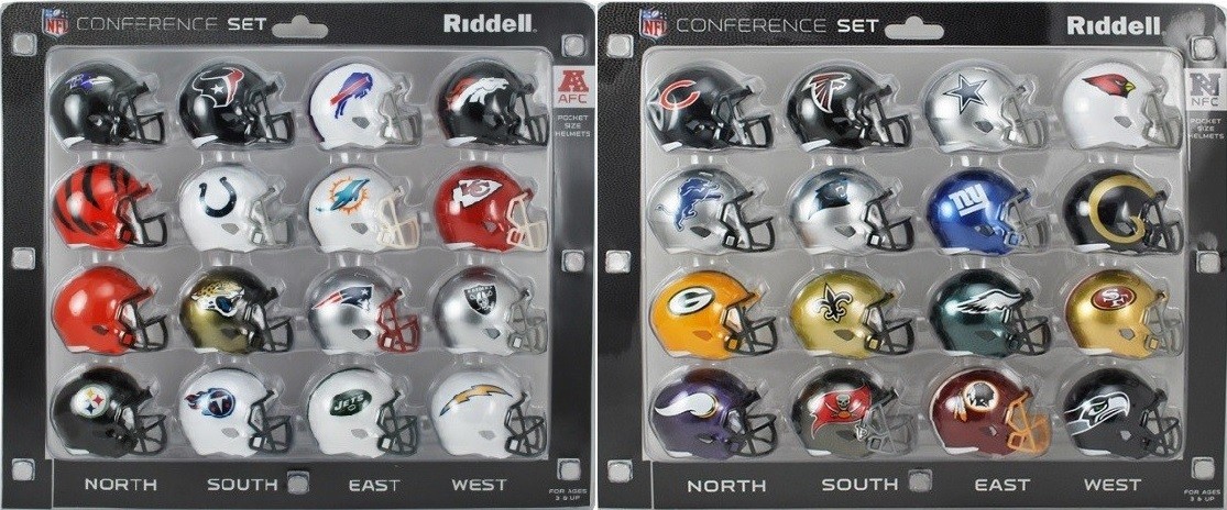ALL 32 NFL - AFC & NFC POCKET PRO SPEED MINI HELMET SET 32 PIECE NEW IN ...